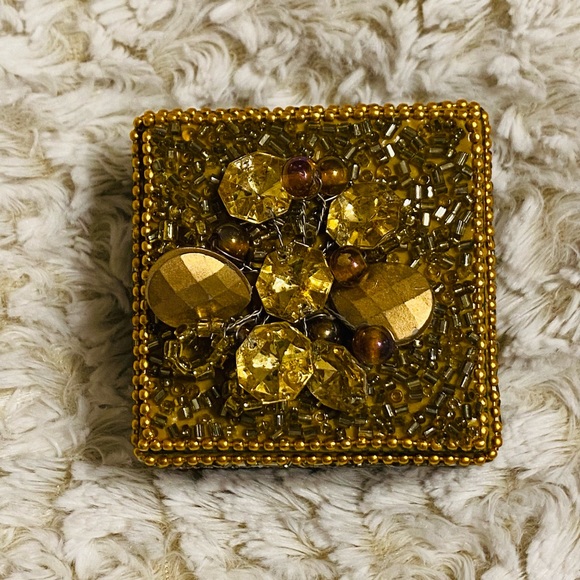 Other | Bejeweled Gold Beaded Trinket Box | Poshmark